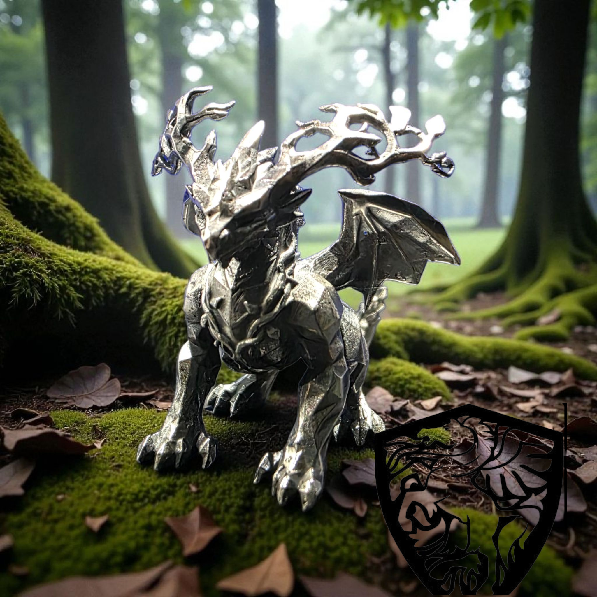 Low Polly Forest Dragon – Ab Custom Silver